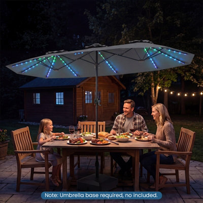 COSTWAY Double-Sided Patio Umbrella with Solar LED Lights 390 CM ...
