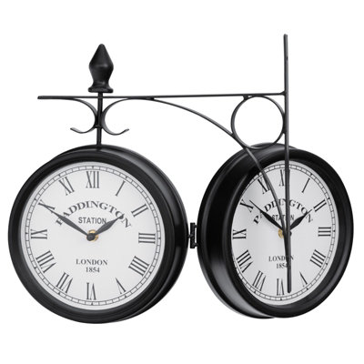 Costway Double Sided Wall Clock Vintage Grand Retro Clock Two Faces ...