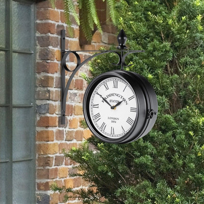 Costway Double Sided Wall Clock Vintage Grand Retro Clock Two Faces ...