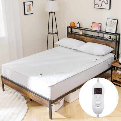 COSTWAY Double Size Heated Mattress Pad Electric Bed Blanket w/ 8 Temp ...