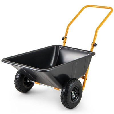 COSTWAY Dual-Wheel Wheelbarrow 80 L Volume Garden Utility Cart W ...
