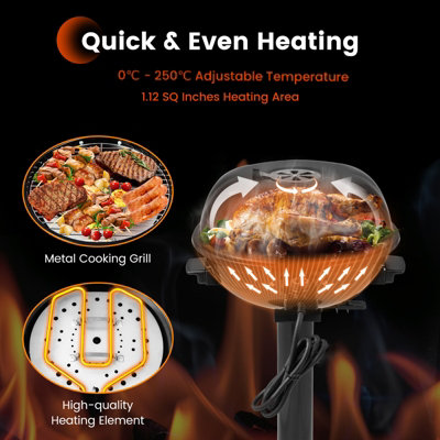COSTWAY Electric BBQ Grill Portable Standing Grill with Removable ...