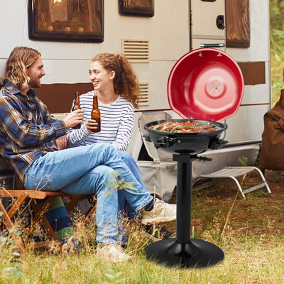 COSTWAY Electric BBQ Grill Portable Standing Grill with Removable ...
