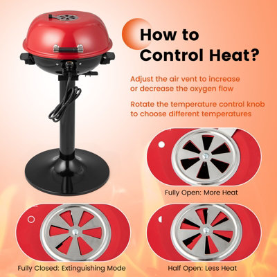 COSTWAY Electric BBQ Grill Portable Standing Grill with Removable ...