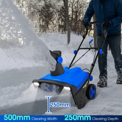 COSTWAY Electric Walk-behind Snow Blower 50 CM Corded Snow Sweeper w ...