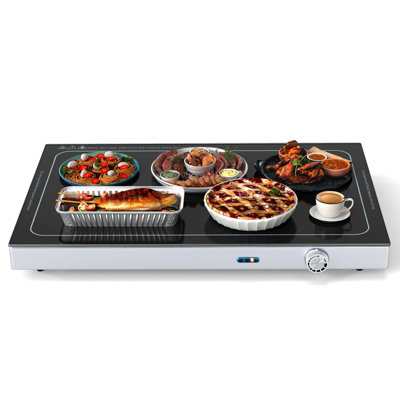 COSTWAY Electric Warming Tray Tempered Glass Top Food Warmer Plate with ...