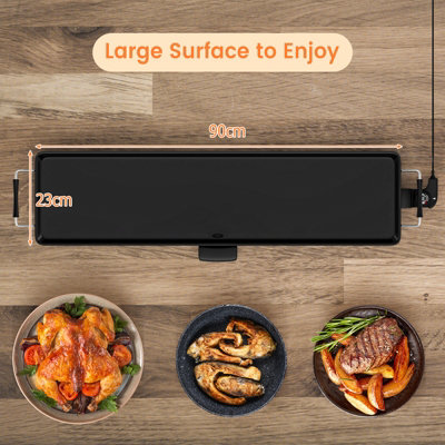 COSTWAY Electric XXL Teppanyaki Table Grill 90 x 23CM Non-Stick Griddle ...