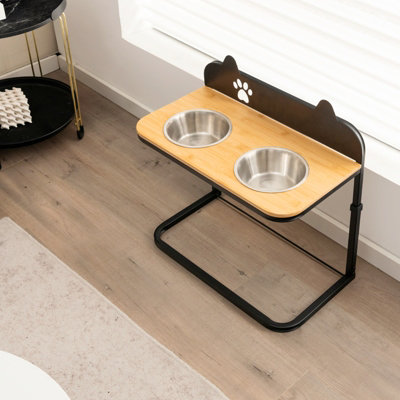 Costway Elevated Dog Bowls Adjustable Dog Feeder Stand w 2 Stainless Steel Bowls