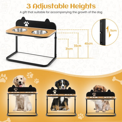 Costway Elevated Dog Bowls Adjustable Dog Feeder Stand w 2 Stainless Steel Bowls
