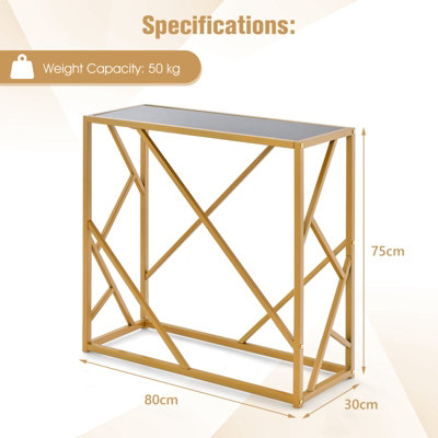 Costway Entryway Console Table Side Narrow Accent Display Table W/ Tempered Glass Top