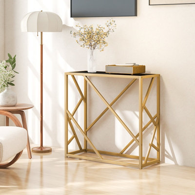 Costway Entryway Console Table Side Narrow Accent Display Table W/ Tempered Glass Top