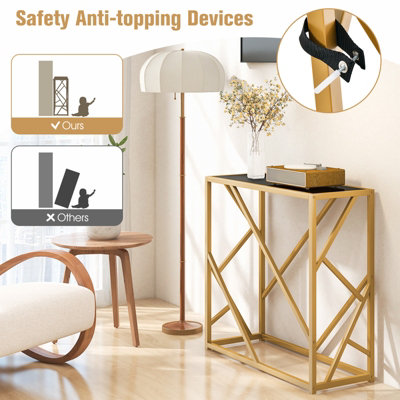 Costway Entryway Console Table Side Narrow Accent Display Table W/ Tempered Glass Top