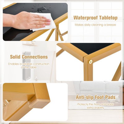 Costway Entryway Console Table Side Narrow Accent Display Table W/ Tempered Glass Top