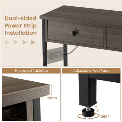 Costway Entryway Table Narrow Console Table Buffet Side Table w/ Charging Station