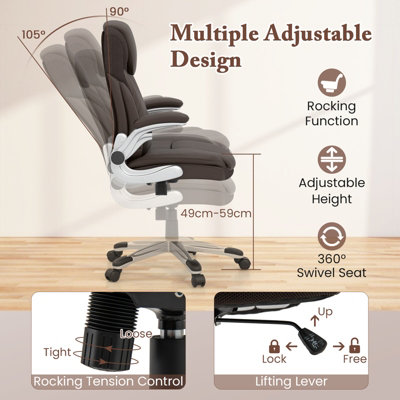 COSTWAY EXECUTIVE OFFICE CHAIR PU LEATHER COMPUTER DESK ERGONOMIC CHAIR ...
