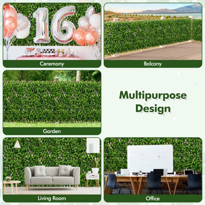 COSTWAY Expandable Fence Privacy Screen Decorative Artificial Hedge w ...