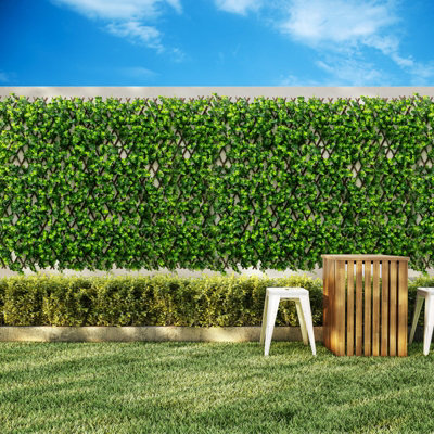 COSTWAY Expandable Fence Privacy Screen Decorative Artificial Hedge w ...