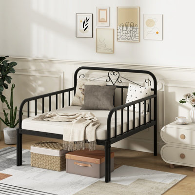 COSTWAY EXTENDABLE DAYBED TO SINGLE SIZE BED METAL SOFA BED WITH TRUNDLE