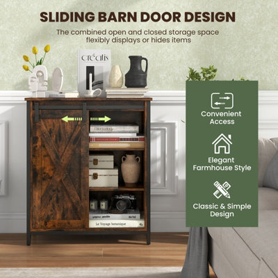 Costway Farmhouse Storage Cabinet Rustic Sideboard Buffet Cabinet w ...