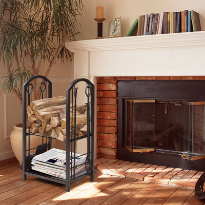 Costway Fireplace Log Rack Set of 4 Fireplace Tools Wrought Iron ...