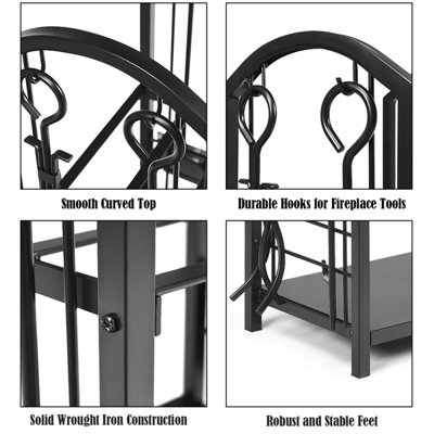 Costway Fireplace Log Rack Set of 4 Fireplace Tools Wrought Iron ...