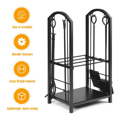 Costway Fireplace Log Rack Set of 4 Fireplace Tools Wrought Iron ...