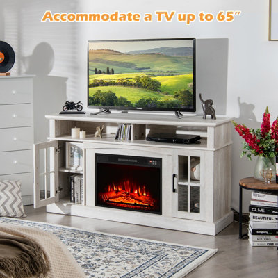 Costway Fireplace TV Stand for TVs up to 65 Inches W 2000W Electric Fireplace Insert