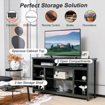 Costway Fireplace TV Stand Media Console Table w/ Adjustable Shelf for ...