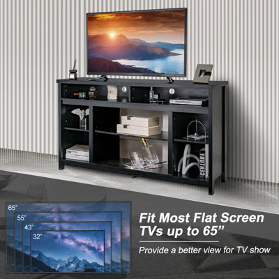 Costway Fireplace TV Stand Media Console Table w/ Adjustable Shelf for ...