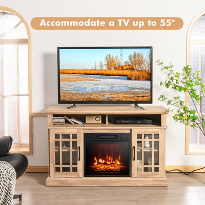 COSTWAY Fireplace TV Stand Set for 55 Inches W/ 2000W Electric ...
