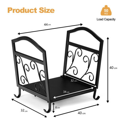 Costway Firewood Rack Compact Metal Firewood Log Holder Indoor Outdoor ...