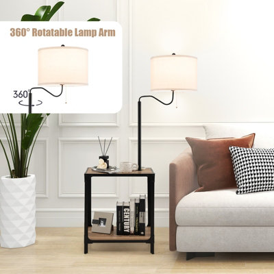 Costway Floor Lamp Bedside Nightstand End Table Lamp W End Table and USB Charging Ports