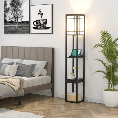 Costway Floor Lamp Freestanding Bedside Lounge Light Lamp W/ 3 Tier ...