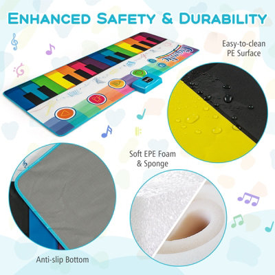 COSTWAY Floor Piano Dance Mat Kids Musical Playmat w/ 8 Instrument Sounds