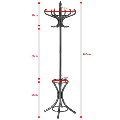Costway Floor Standing Coat Jacket Stand Solid Wood Hanger with ...