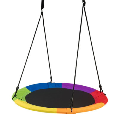 Costway Flying Saucer Tree Swing Giant 100cm Round Swing w/ Steel Frame
