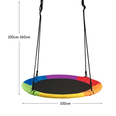 Costway Flying Saucer Tree Swing Giant 100cm Round Swing w/ Steel Frame