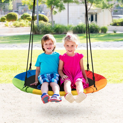 Costway Flying Saucer Tree Swing Giant 100cm Round Swing w/ Steel Frame