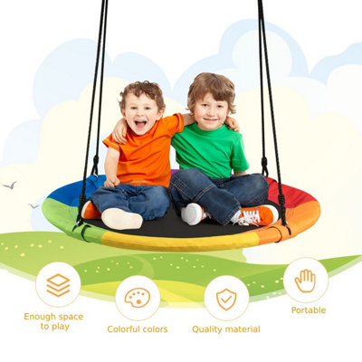 Costway Flying Saucer Tree Swing Giant 100cm Round Swing w/ Steel Frame