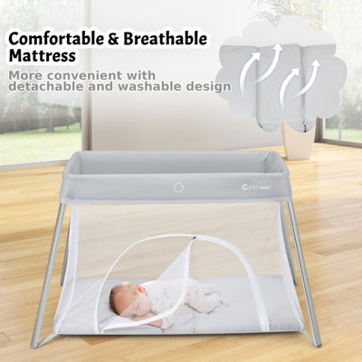 Costway Foldable Baby Crib Lightweight Mesh Toddler Activity Nursery Center