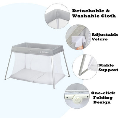 Costway Foldable Baby Crib Lightweight Mesh Toddler Activity Nursery Center