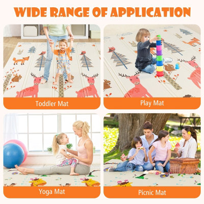 Costway Foldable Baby Play Mat 200 x 180 cm Extra Large Baby Floor Mat ...