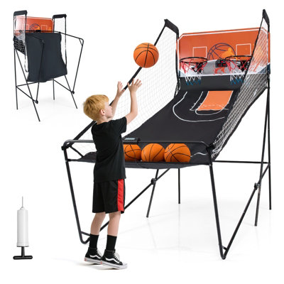 COSTWAY Foldable Basketball Arcade Game Kids Basketball Hoop Machine-Black