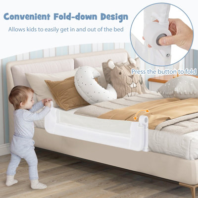 COSTWAY FOLDABLE BED RAIL 120 CM BABY BED GUARD RAIL W/ ADJUSTABLE ...
