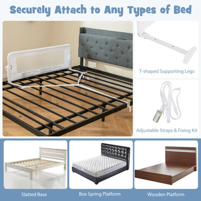 COSTWAY FOLDABLE BED RAIL 120 CM BABY BED GUARD RAIL W/ ADJUSTABLE ...