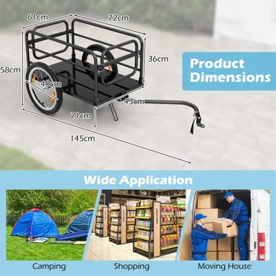 COSTWAY Foldable Bike Cargo Trailer Bicycle Trailer w/Oxford Cloth ...