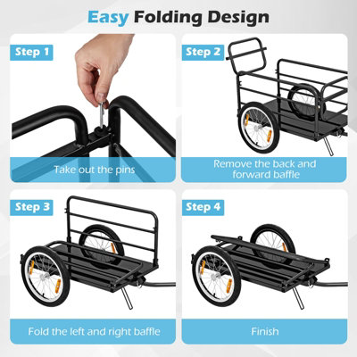 COSTWAY Foldable Bike Cargo Trailer Bicycle Trailer w/Oxford Cloth ...