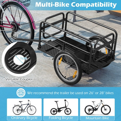 COSTWAY Foldable Bike Cargo Trailer Bicycle Trailer w/Oxford Cloth ...