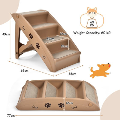 Costway Foldable Dog Step Lightweight Access Portable Pet Stairs W/ Non ...