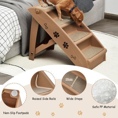 Costway Foldable Dog Step Lightweight Access Portable Pet Stairs W/ Non ...